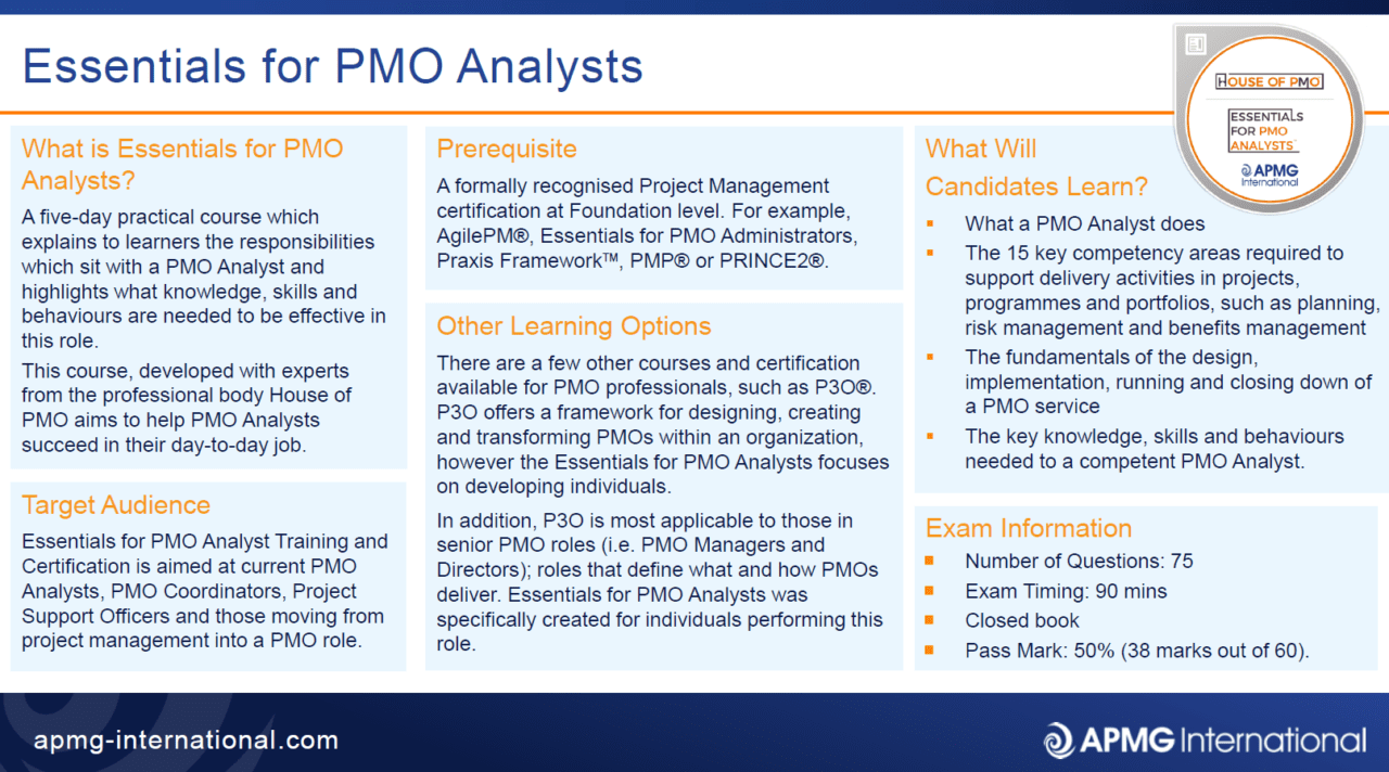 Essentials for PMO Analysts | House of PMO